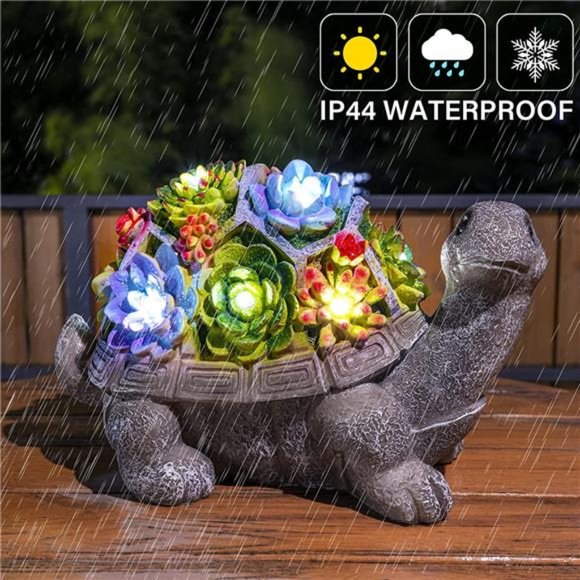 Accents | 115 Inch Solar Garden Statues Turtle Figurine With Succulent ...